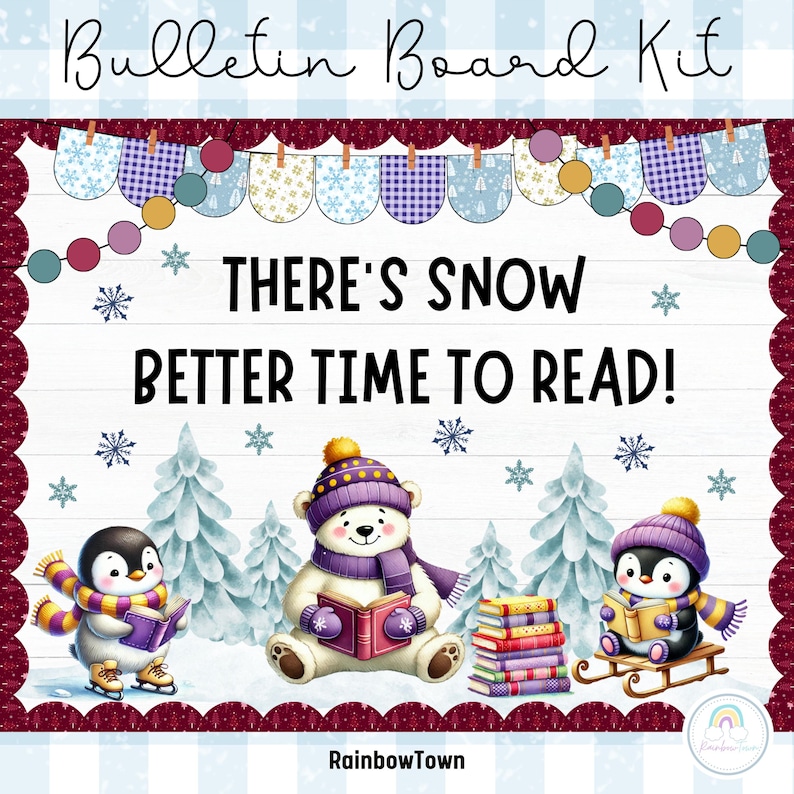 Winter Reading Bulletin Board Kit | Winter Wonderland Classroom Library ...