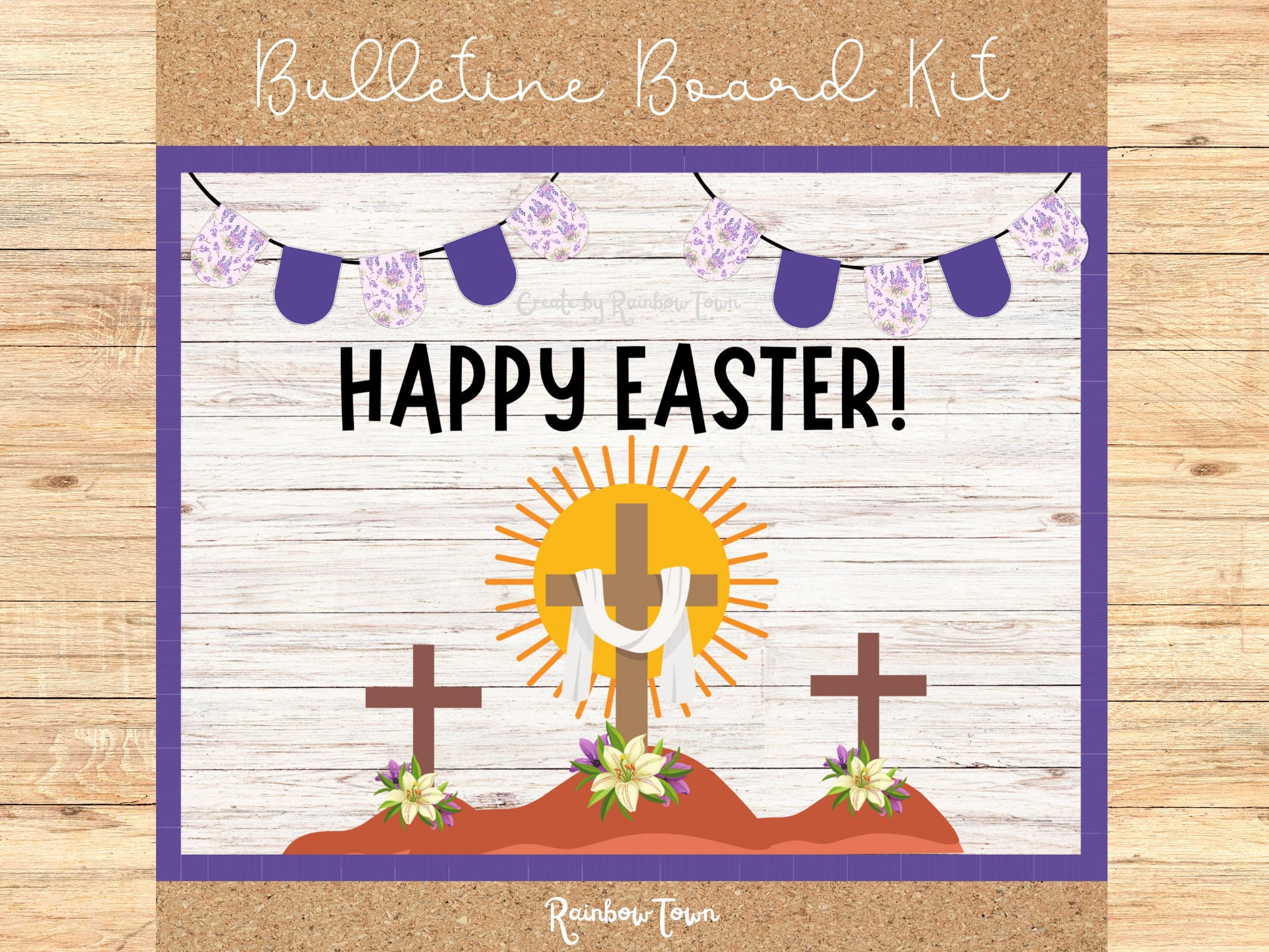 Easter Bulletin Board Kit He is Risen Christian Classroom Decor ...