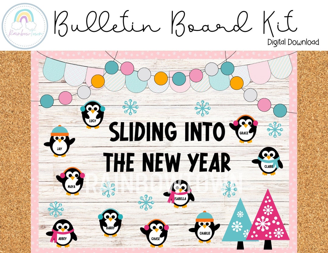 New Year Winter Bulletin Board Kit | January Classroom Door Decor ...