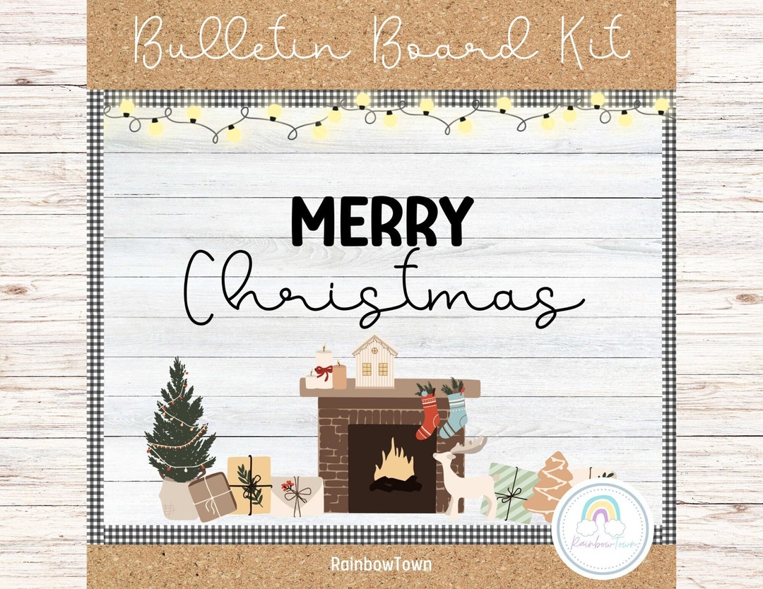 Modern Christmas Bulletin Board Kit December Classroom Decor Printable ...