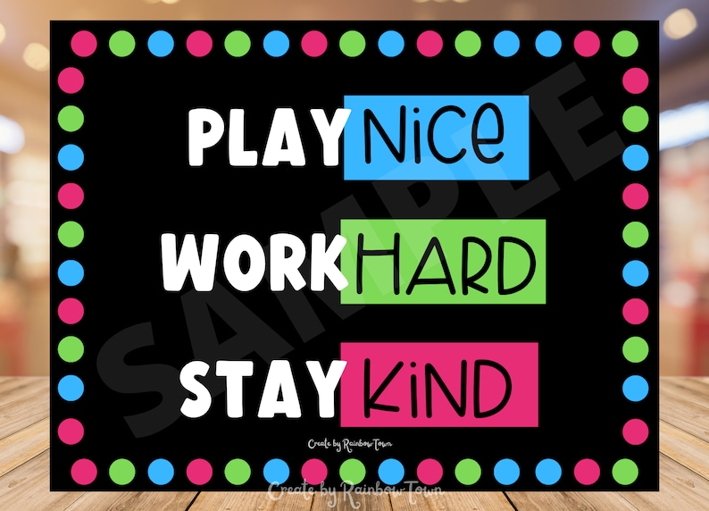 Play Nice Work Hard Stay Kind Back to School Bulletin Board - Etsy