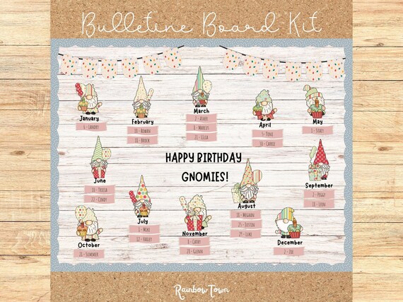 Gnomes Birthday Bulletin Board Kit Classroom Birthday Display - Etsy