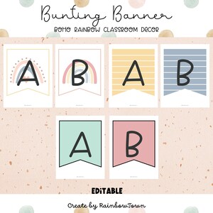 Boho Rainbow Classroom Decor Bundle Neutral Calm Classroom Decorations ...