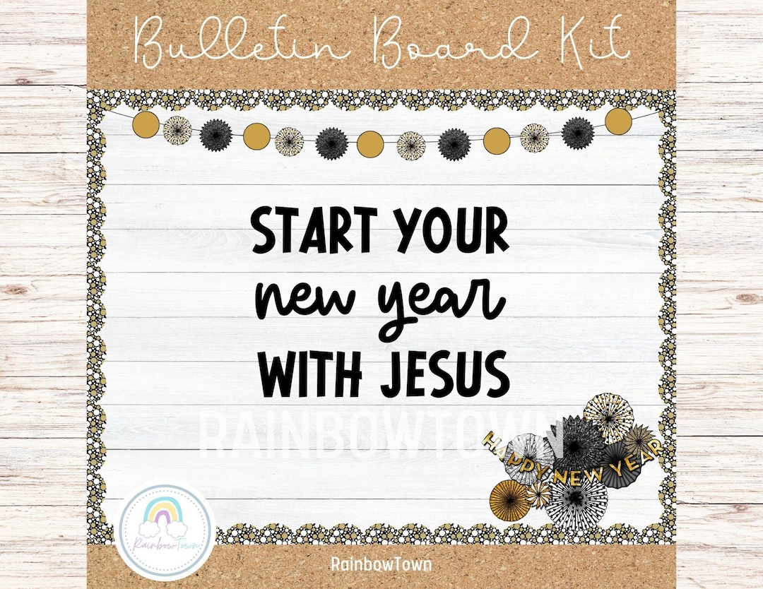 New Year Bulletin Board Kit Christian Classroom Decor Printable - Etsy