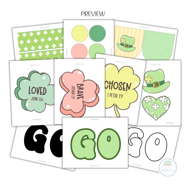 St. Patrick's Day Bulletin Board Kit Shamrock Christian Classroom Decor ...