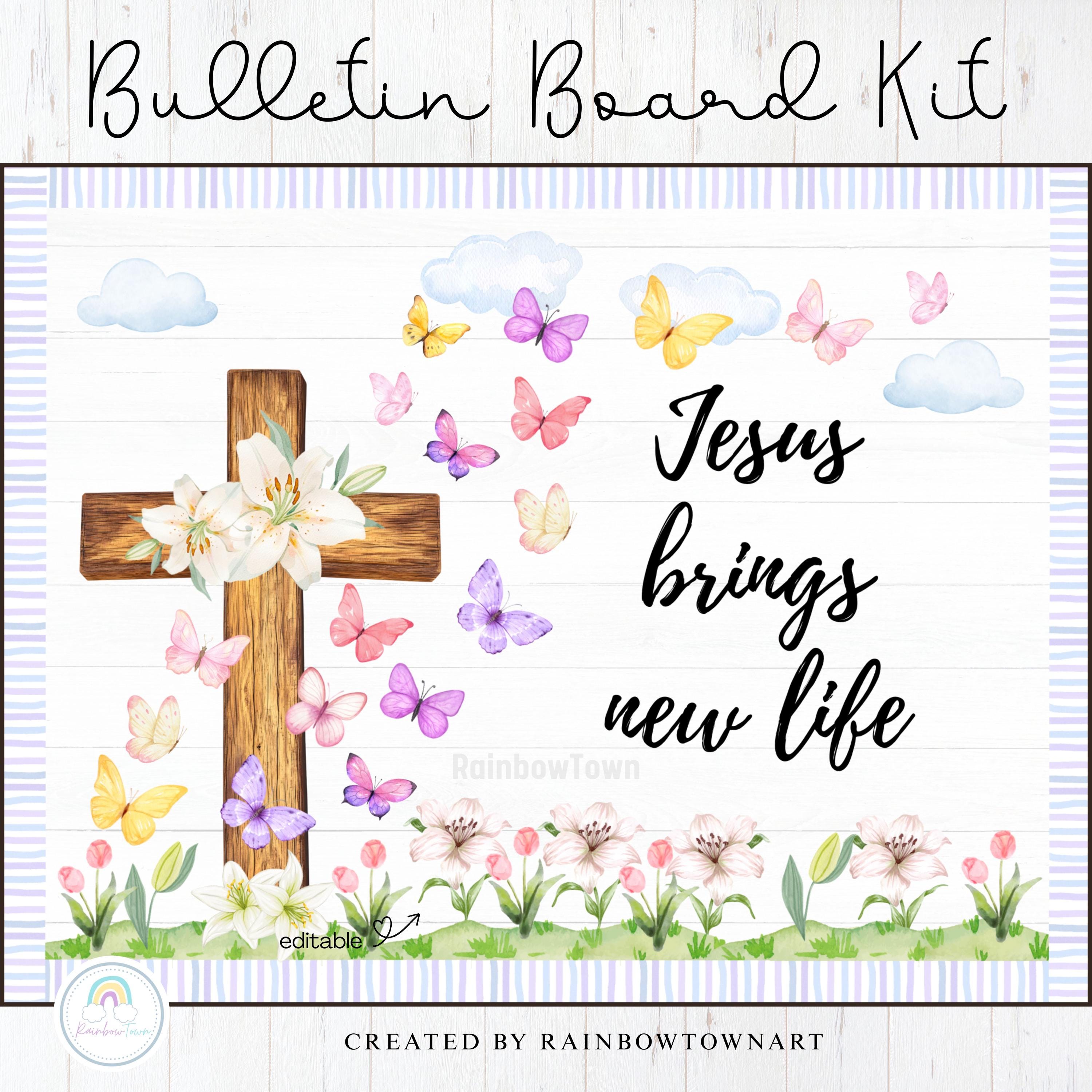 Easter Bulletin Board Kit Religious Christian Classroom Decor Printable ...