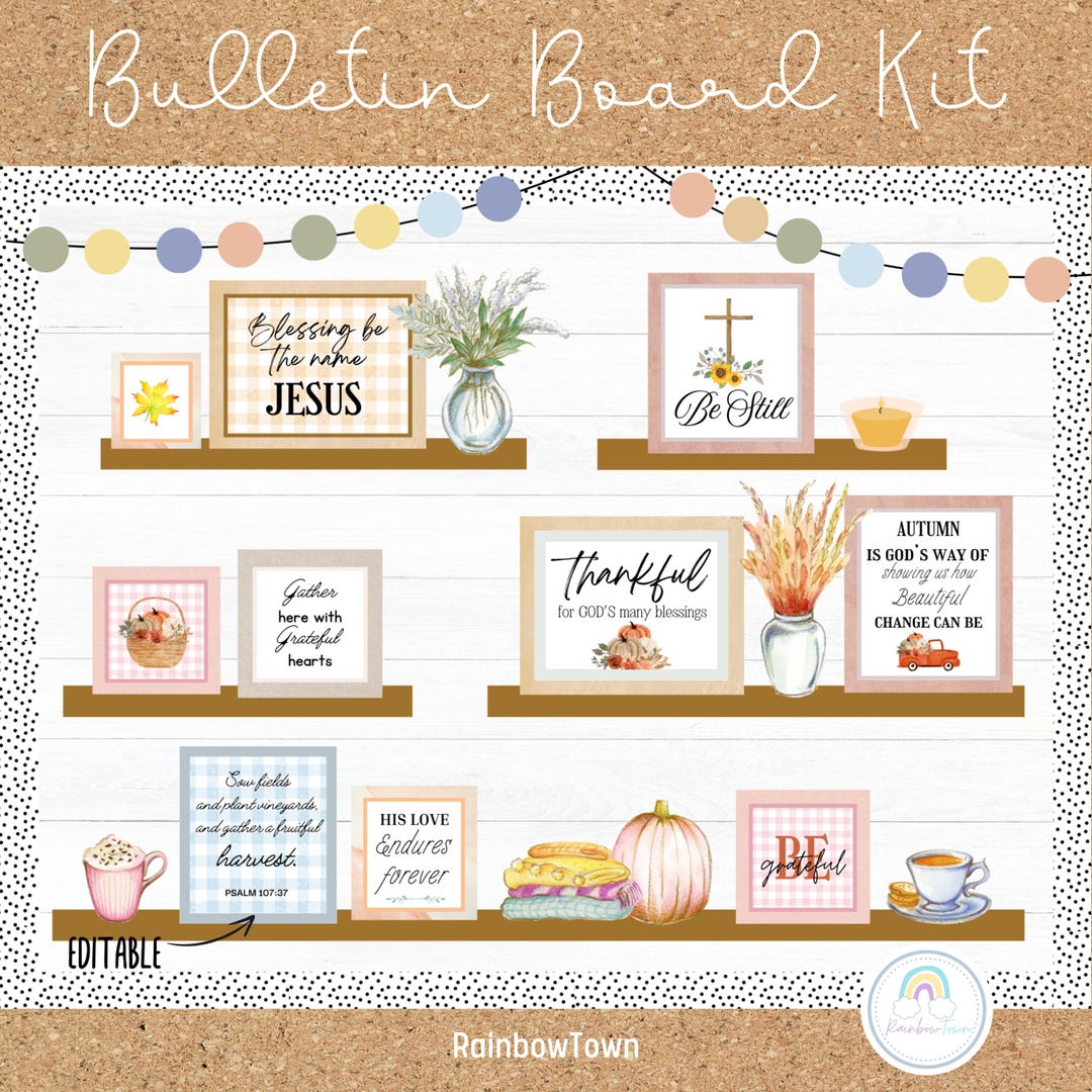 Fall Bulletin Board | Thanksgiving Bulletin Board Kit or Door Decor ...