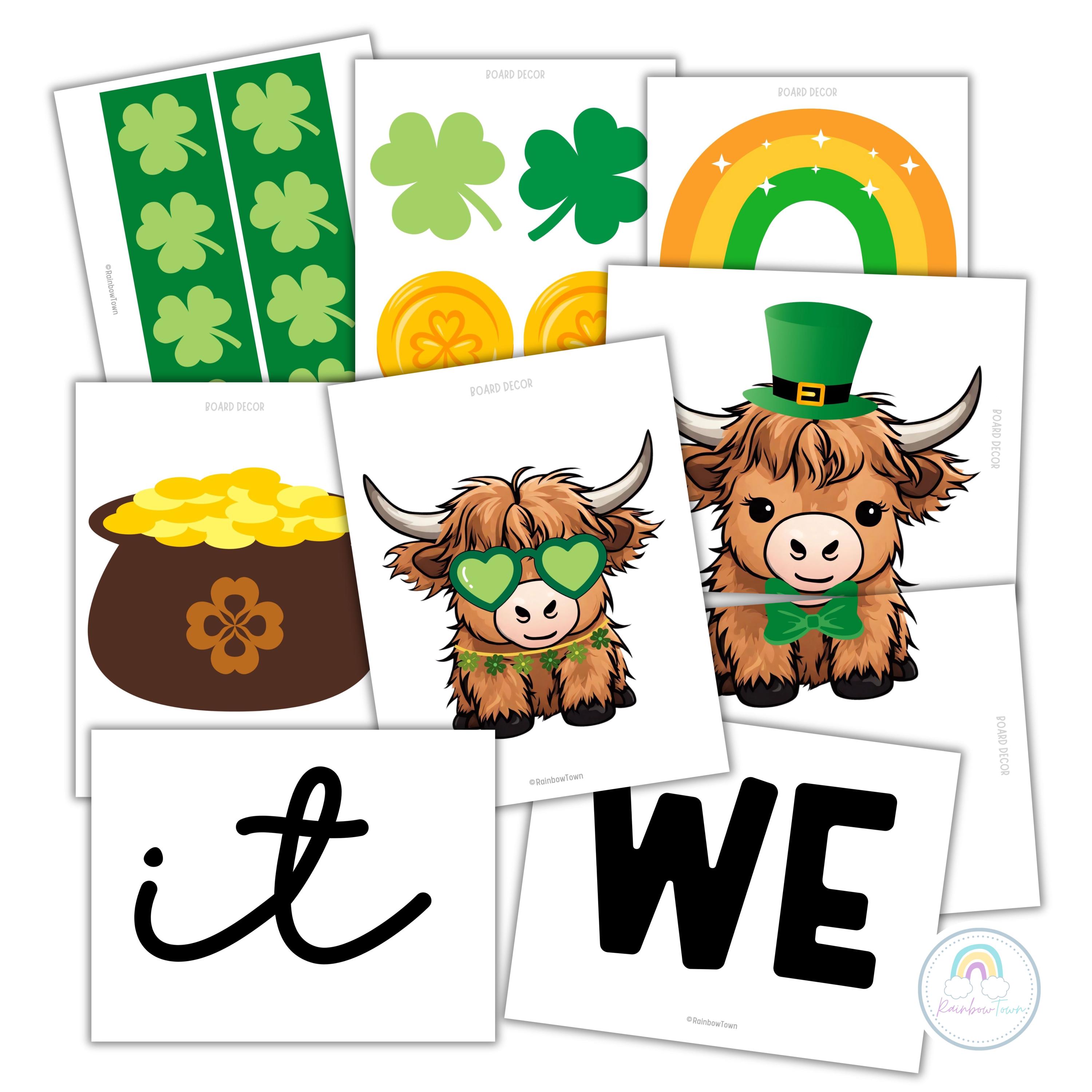 St.patrick's Day Bulletin Board Highland Cow March Classroom Decor ...