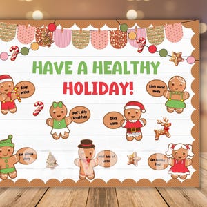 Holiday Healthy Habits Bulletin Board Kit Christmas School Nurses Decor ...