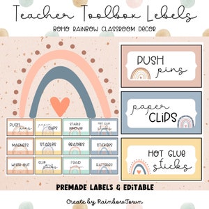 Boho Rainbow Classroom Decor Bundle Neutral Calm Classroom Decorations ...