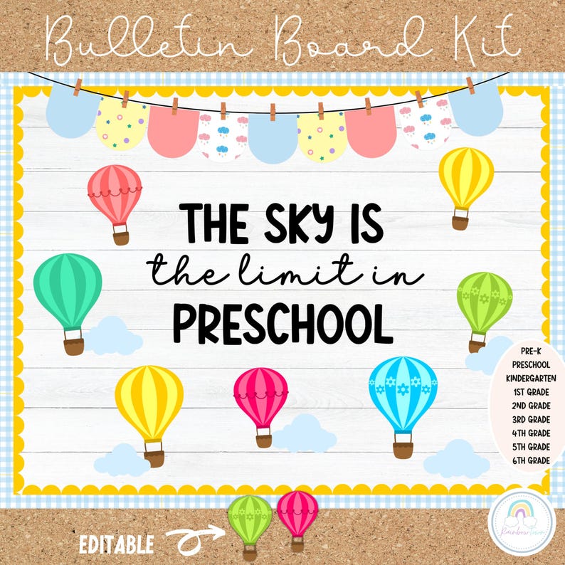 Hot Air Balloon Bulletin Board: Back to School Classroom Decor ...