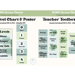 Boho Green Plant Classroom Decor Bundle Neutral Calm Classroom Theme ...