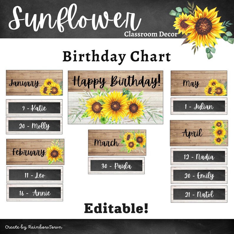 Sunflower Farmhouse Classroom Decor BUNDLE Editable - Etsy