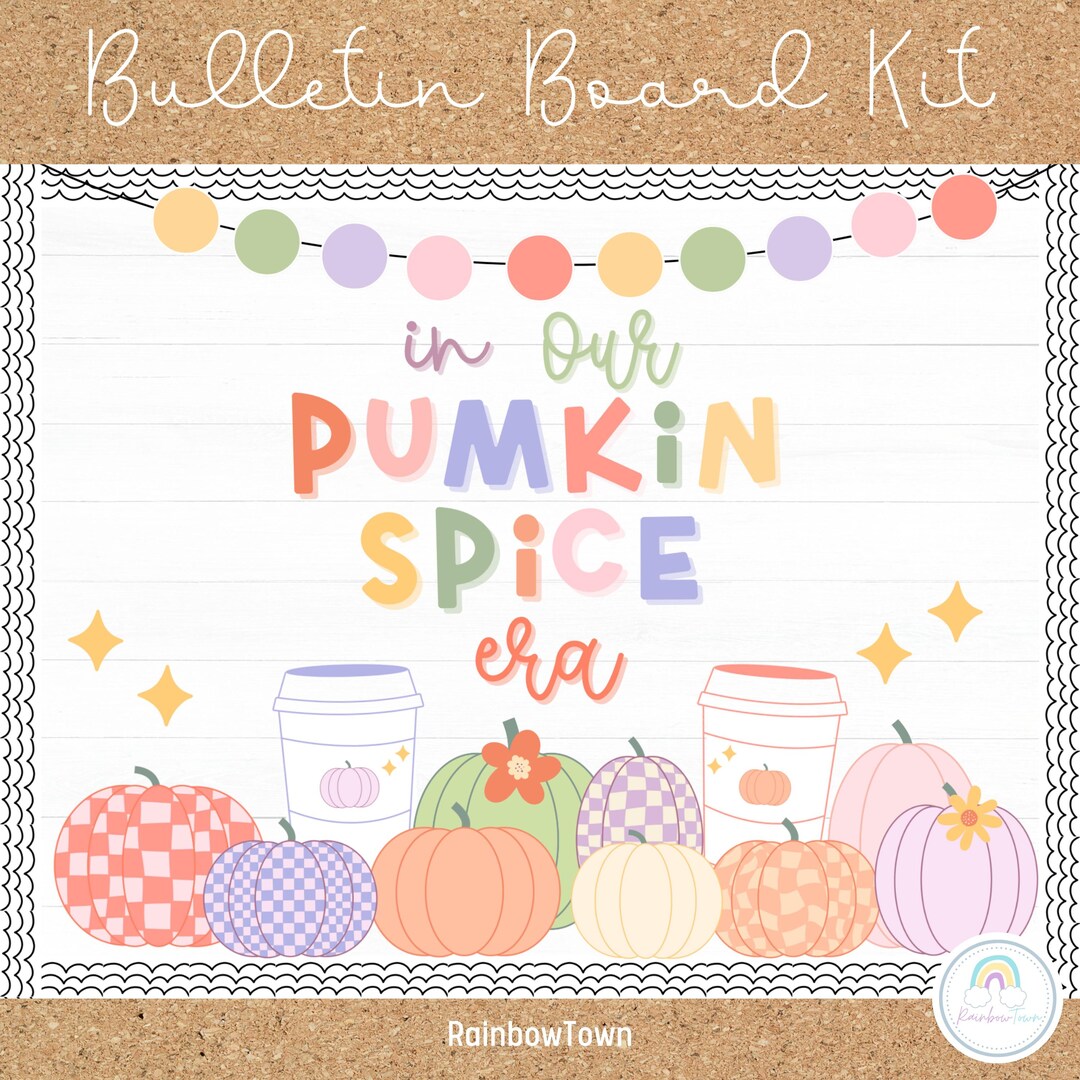 Pastel Fall Bulletin Board | Pumpkin Spice Bulletin Board Kit | Autumn ...