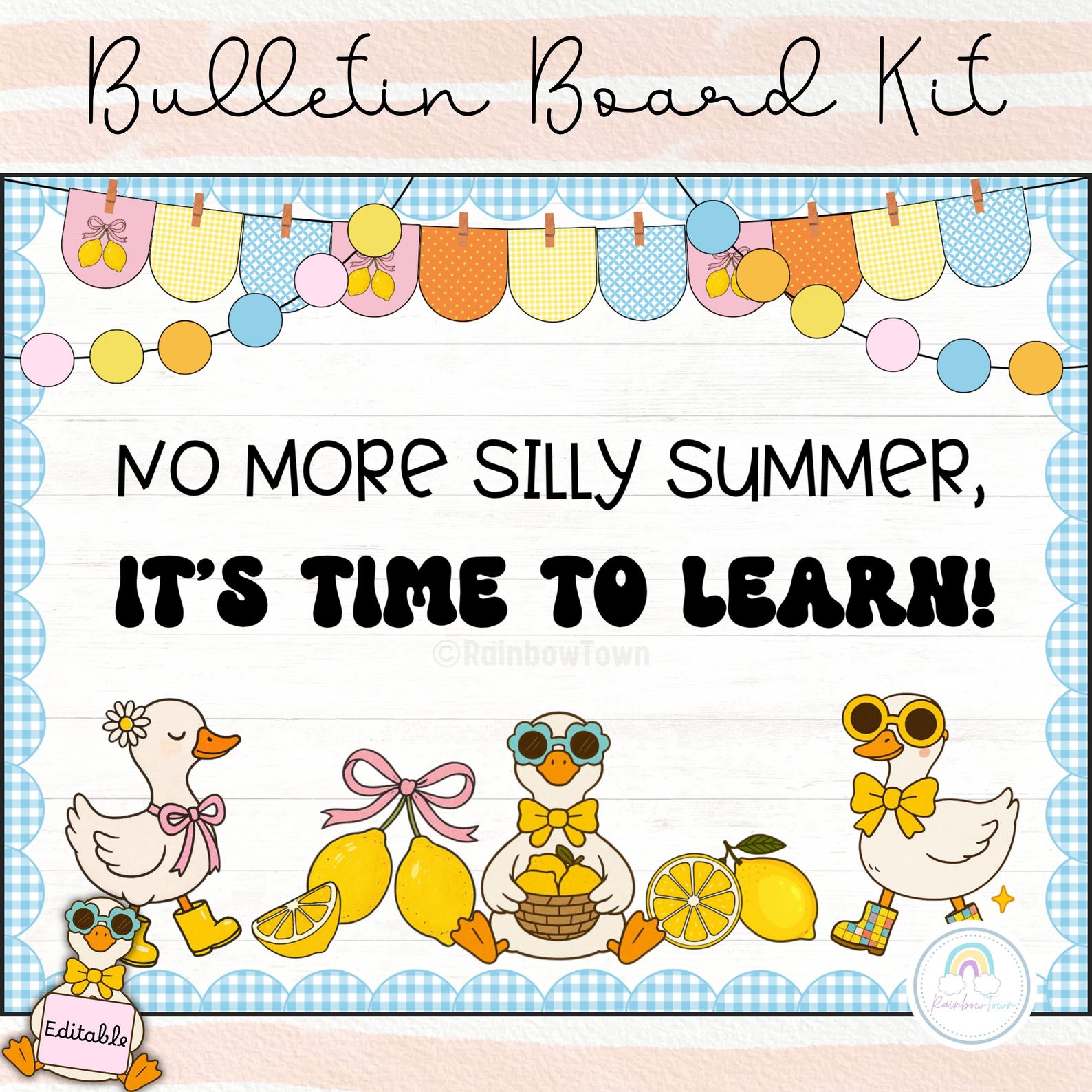 Back to School Bulletin Board Goose & Lemon Classroom Decor Printable ...