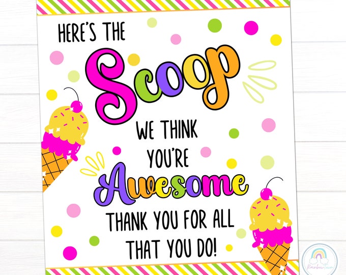 Printable Ice Cream Thank You Sign, Dessert Table Sign, Thank You Sign ...