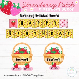 Strawberry Patch Classroom Decor Bundle Printable Digital Download - Etsy