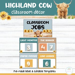 Highland Cow Classroom Decor Bundle Boho Neutral Theme Decorations ...