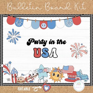 4th of July Bulletin Board Kit: Groovy Patriotic Classroom Decor (PDF ...
