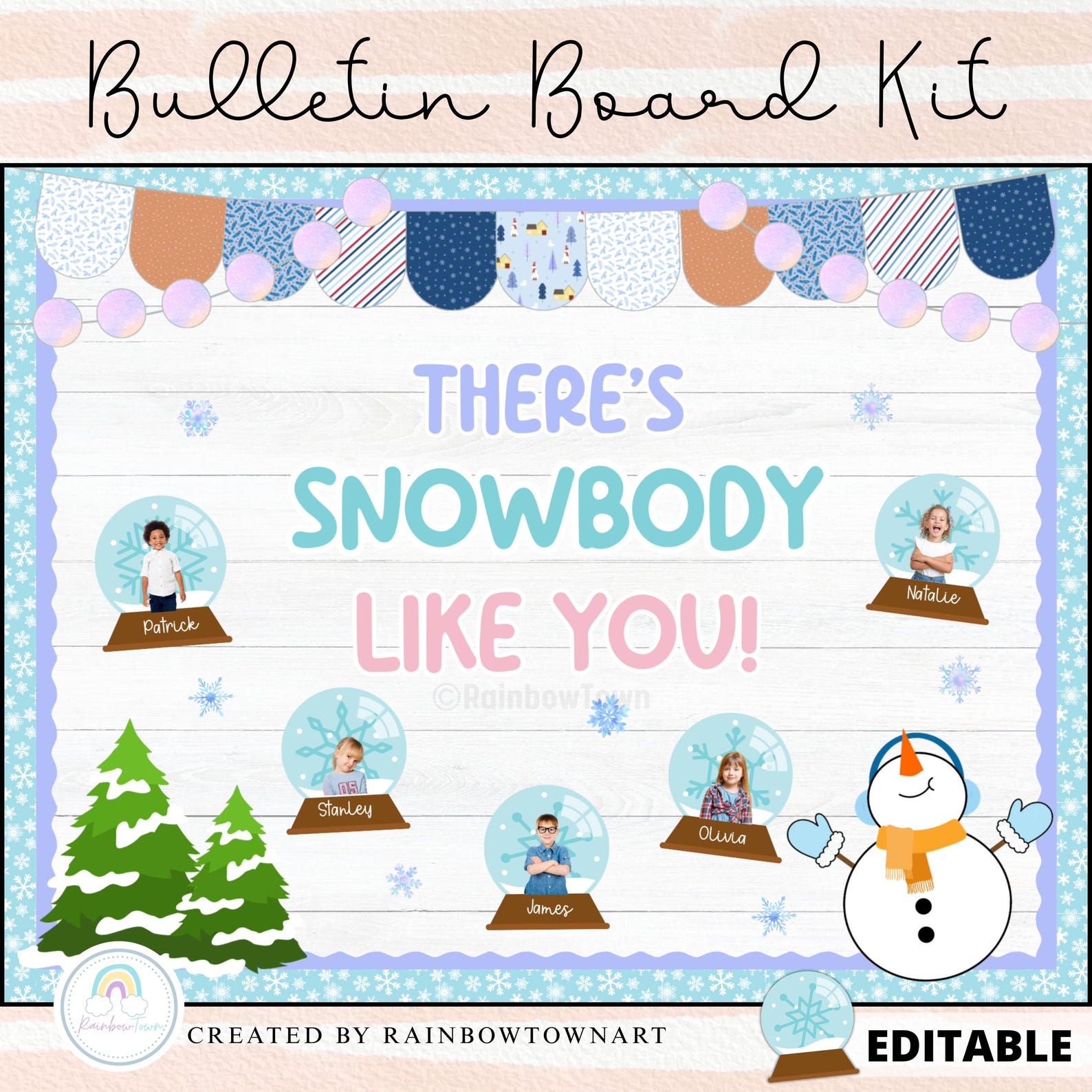 Winter Bulletin Board Kit Snow Globe Classroom Decor Printable ...