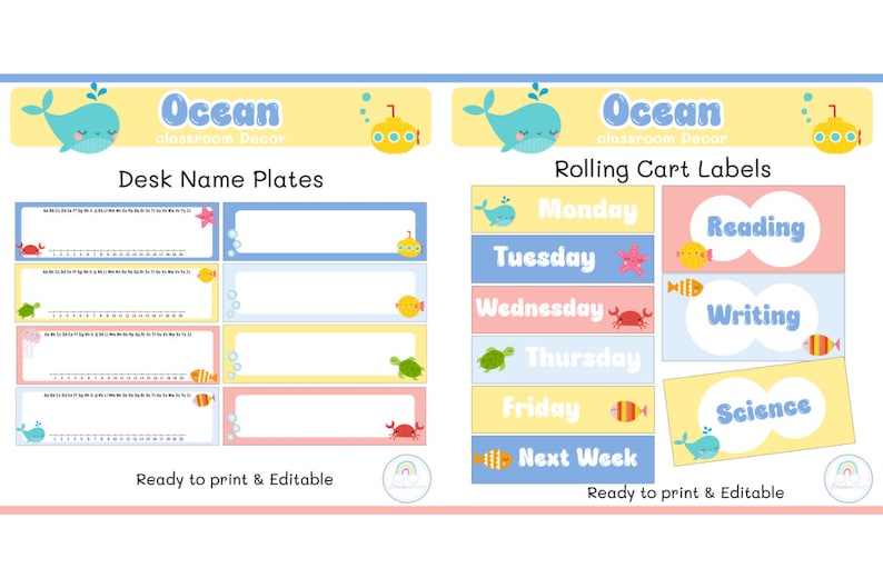 Ocean Pastel Classroom Decor Bundle Under the Sea Theme Decorations ...