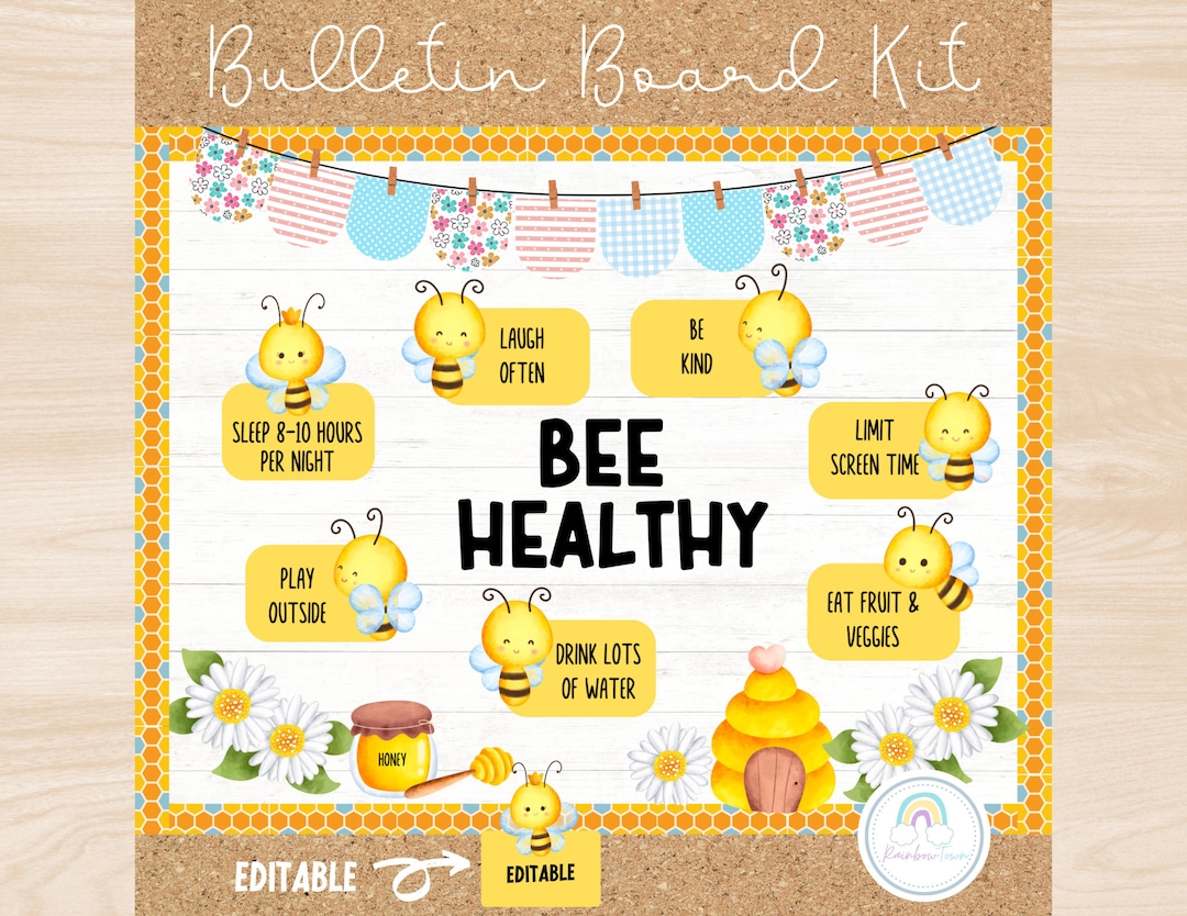 Bee Healthy Habits Bulletin Board Spring Bulletin Board Kit Health ...