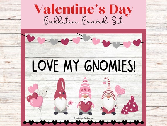 Gnomes Valentines Day Bulletin Board Set February Boards | Etsy