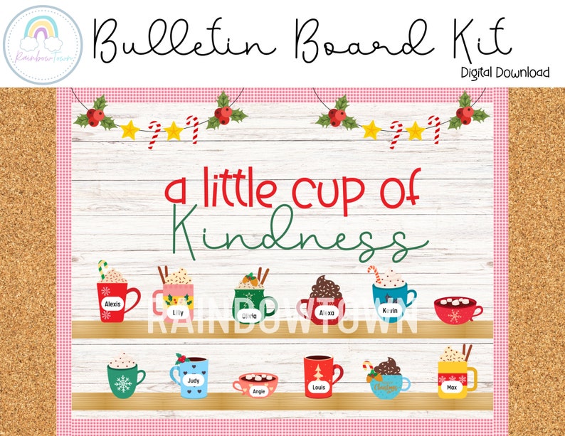 Christmas Bulletin Board A Cup of Kindness Classroom Decor Printable - Etsy