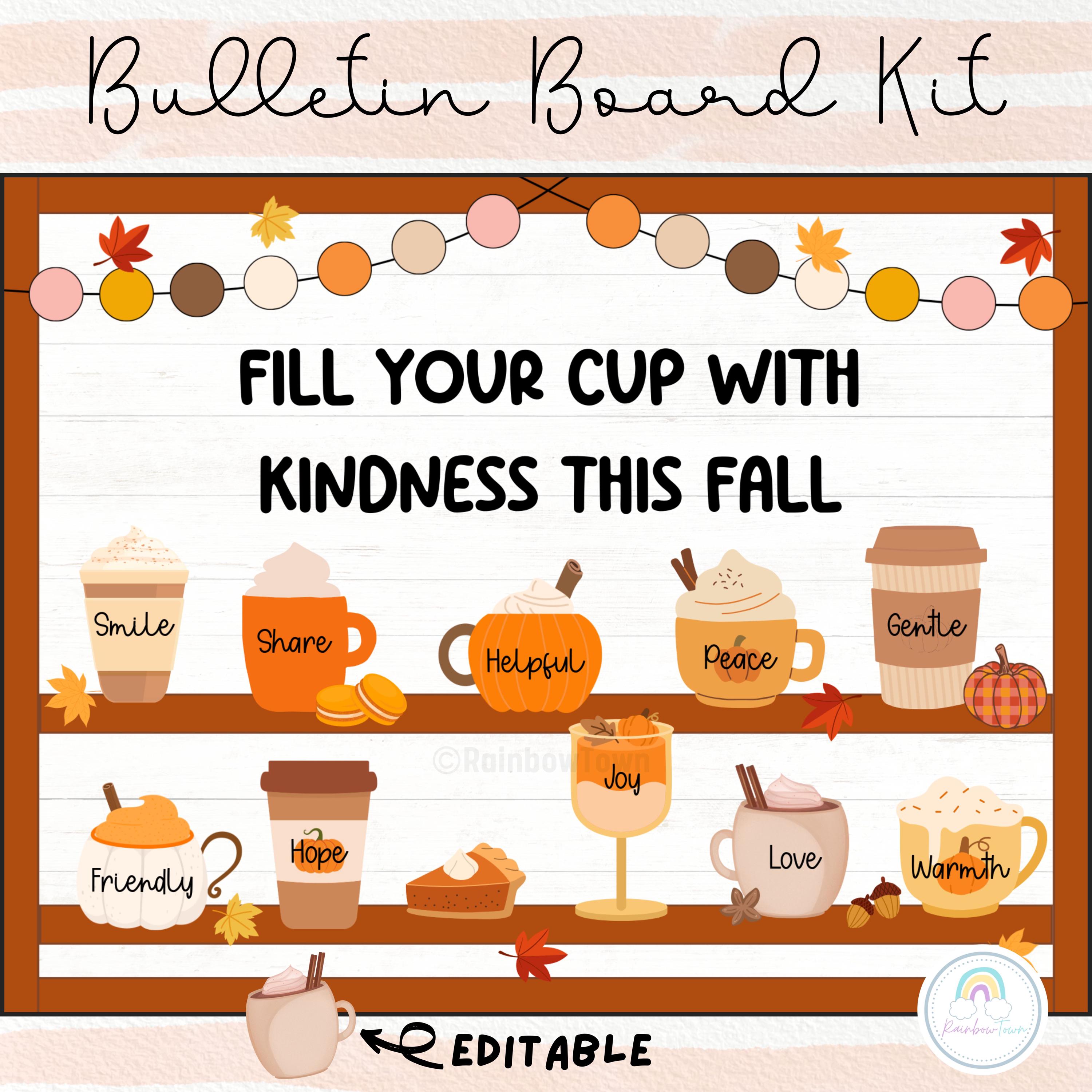Fall Bulletin Board Kit Pumpkin Spice Kindness Classroom Decor ...