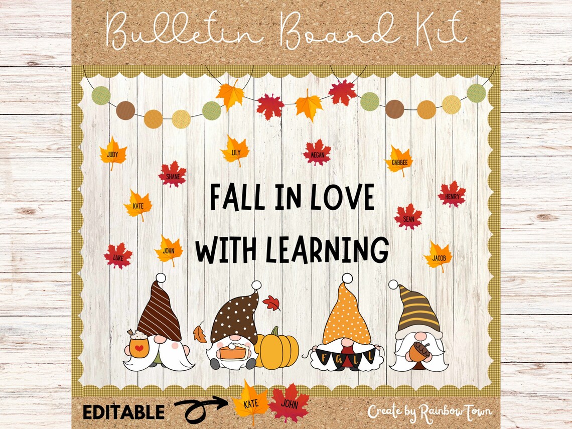 Gnome Leaves Fall Bulletin Board Kit Classroom Door Decor Printable - Etsy