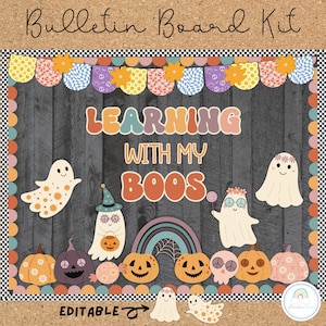 Retro Halloween Bulletin Board Kit or Door Decor | Cute Ghost Classroom ...