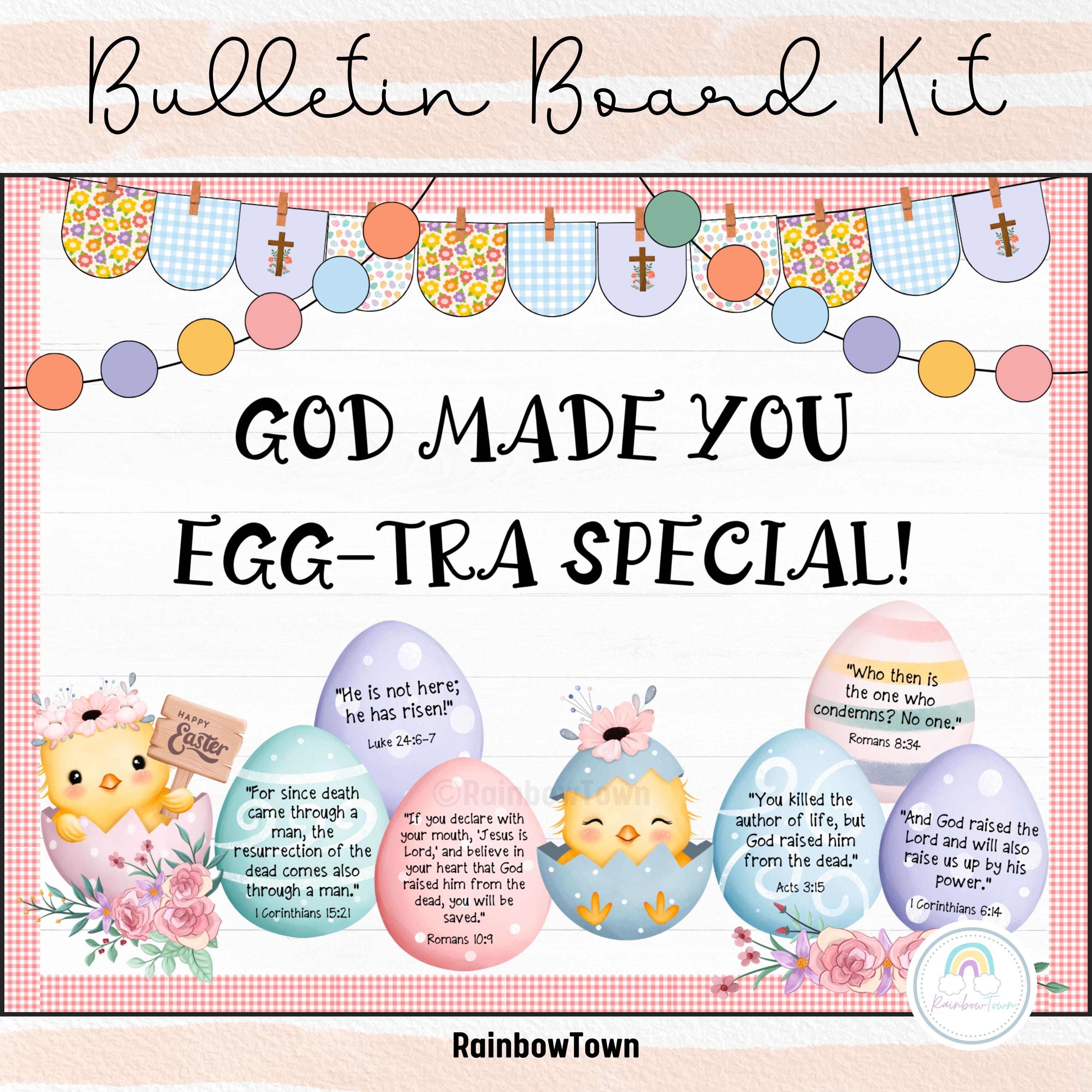 Easter Bulletin Board Kit Bible Verse Christian Classroom Decor ...