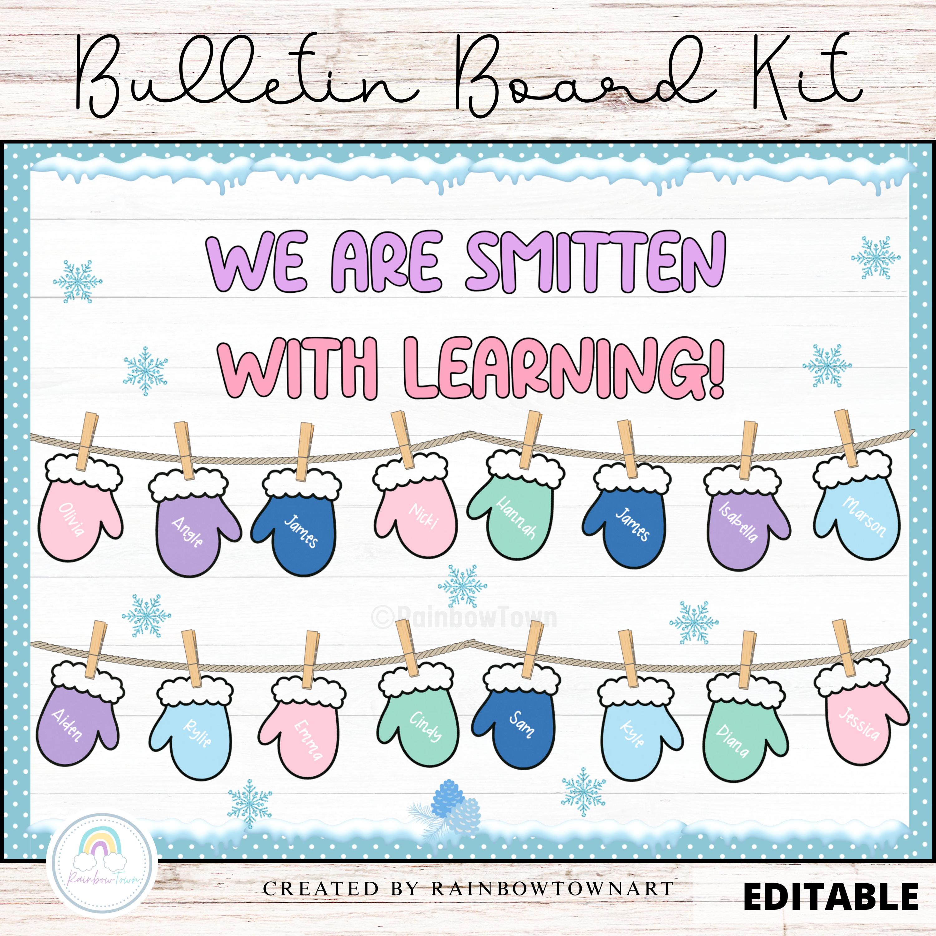 Winter Bulletin Board Kit Mitten Classroom Decorations Editable ...