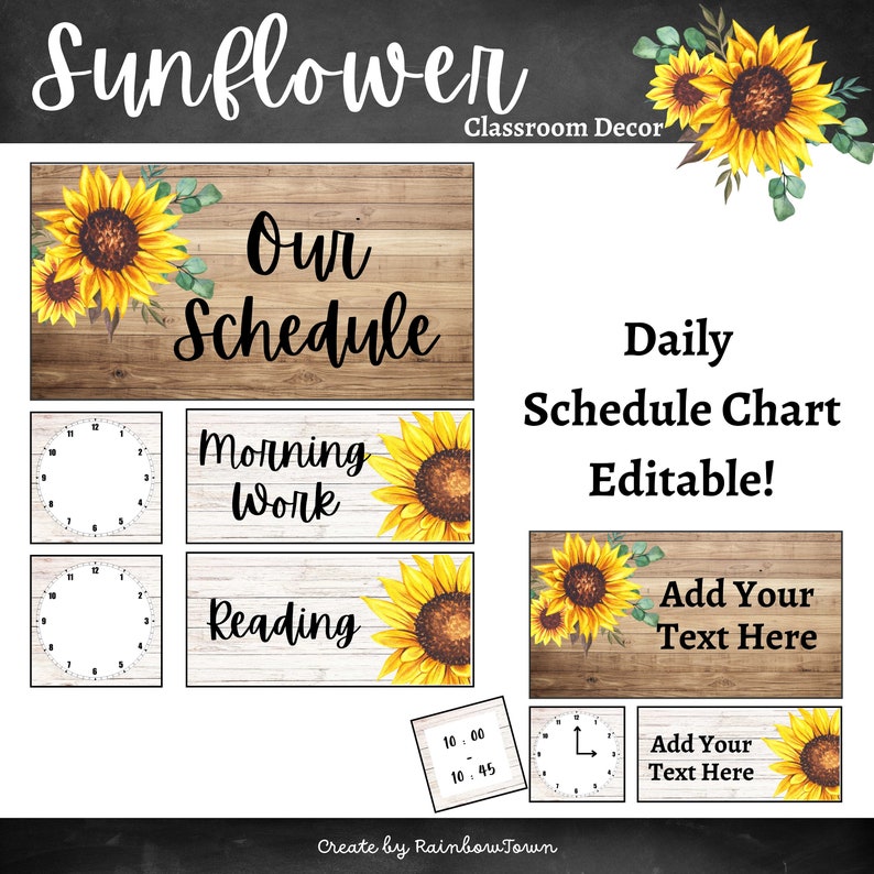 Sunflower Farmhouse Classroom Decor BUNDLE Editable - Etsy