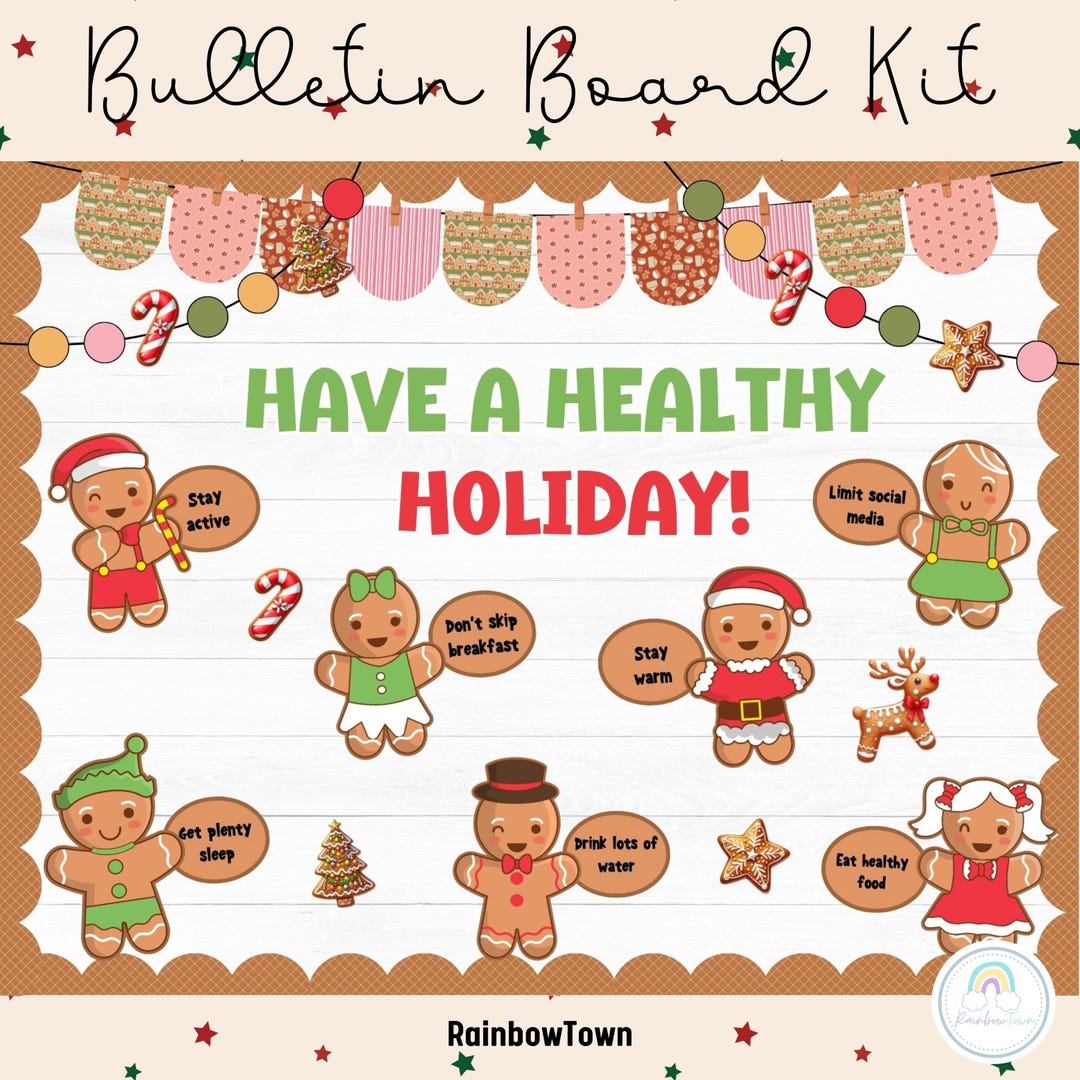 Holiday Healthy Habits Bulletin Board Kit Christmas School Nurses Decor ...