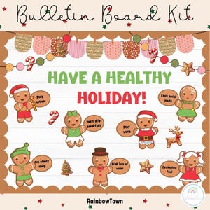 Holiday Healthy Habits Bulletin Board Kit Christmas School Nurses Decor ...