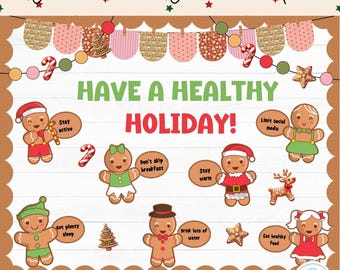 Holiday Healthy Habits Bulletin Board Kit Christmas School Nurses Decor ...