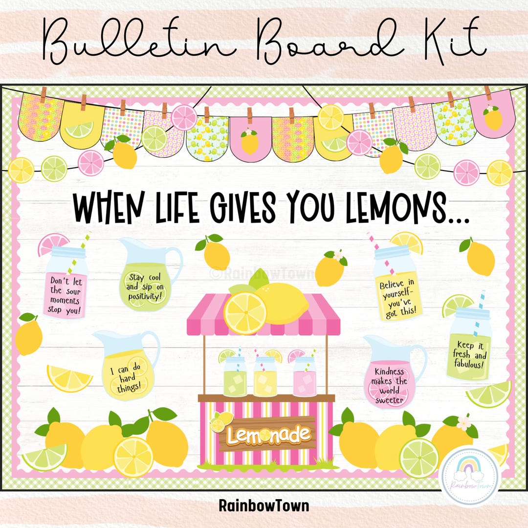 Summer Bulletin Board Lemon Theme Classroom Decor Motivation Bulletin ...
