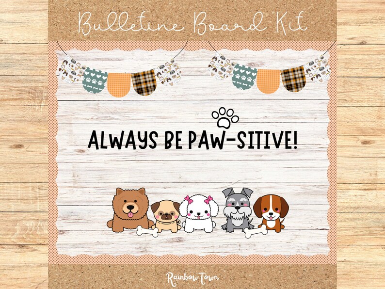 Back to School Bulletin Board Kit Puppy Paw Classroom Decorations ...