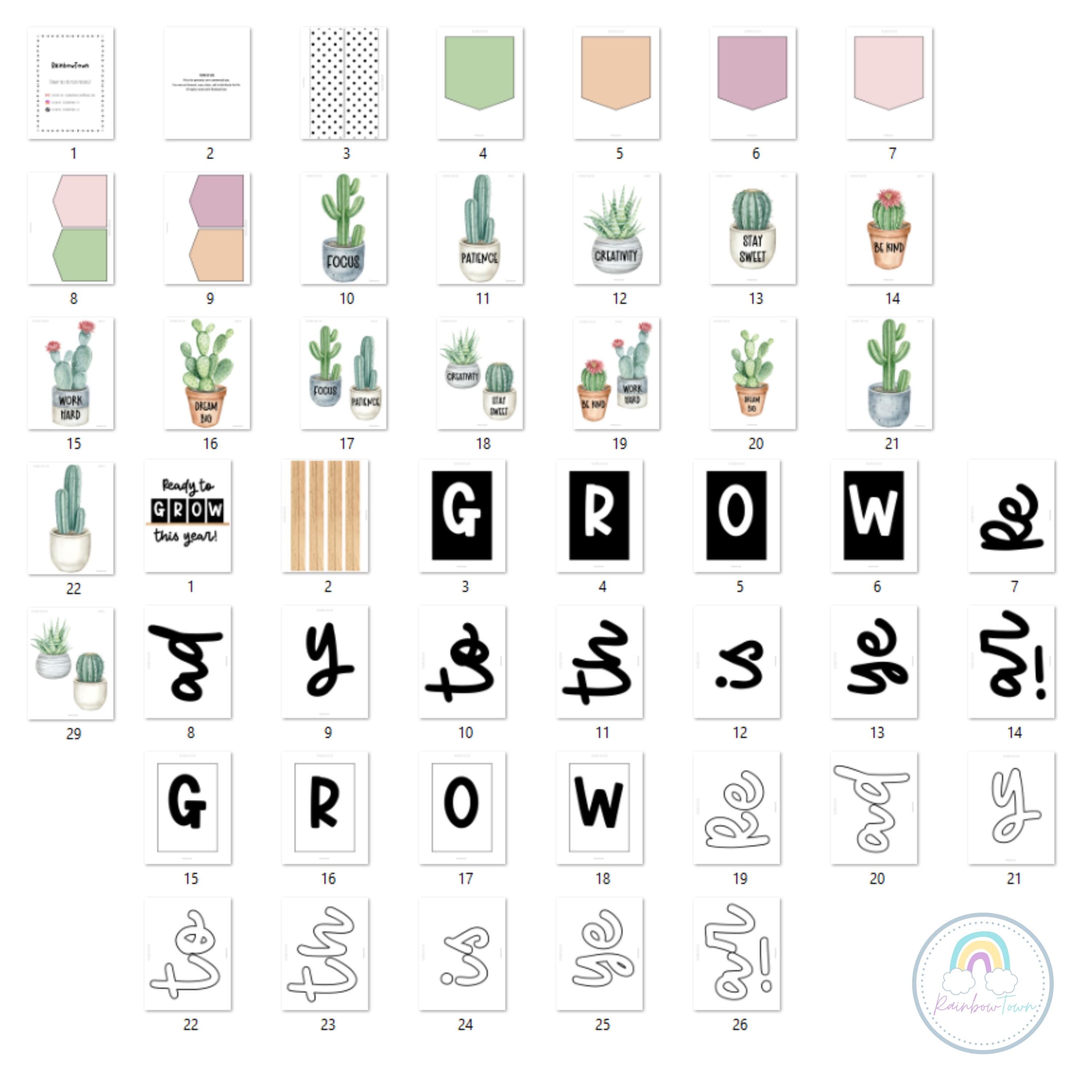 Stay Sharp Back to School Bulletin Board Cactus Modern Classroom ...