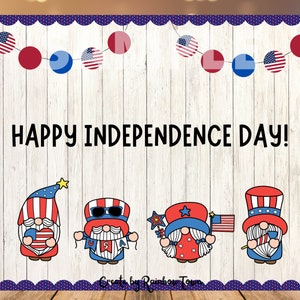 Patriotic Gnomes Bulletin Board 4th of July Classroom Decor Summer ...