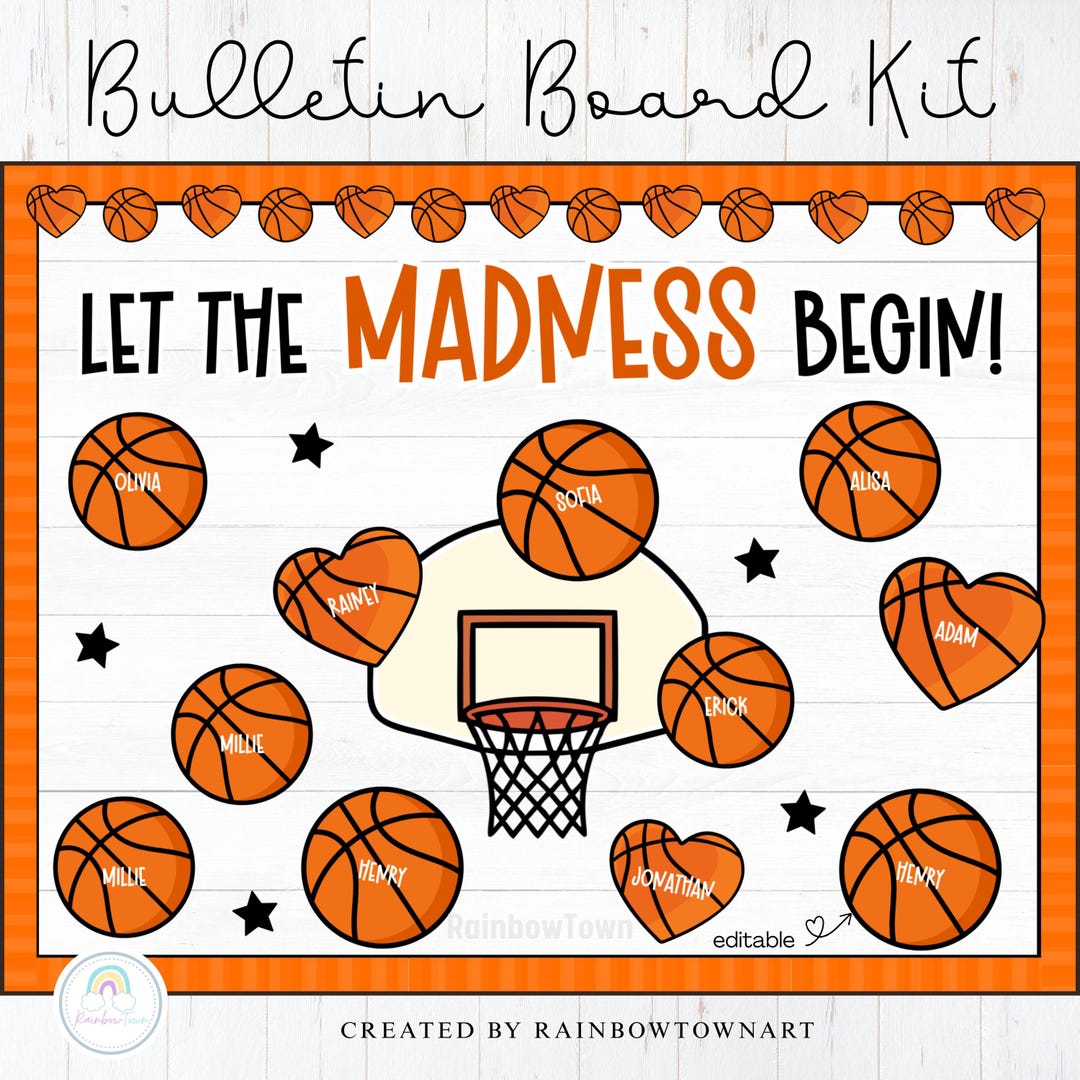 March Madness Bulletin Board Kit Basketball Classroom Decor Printable ...