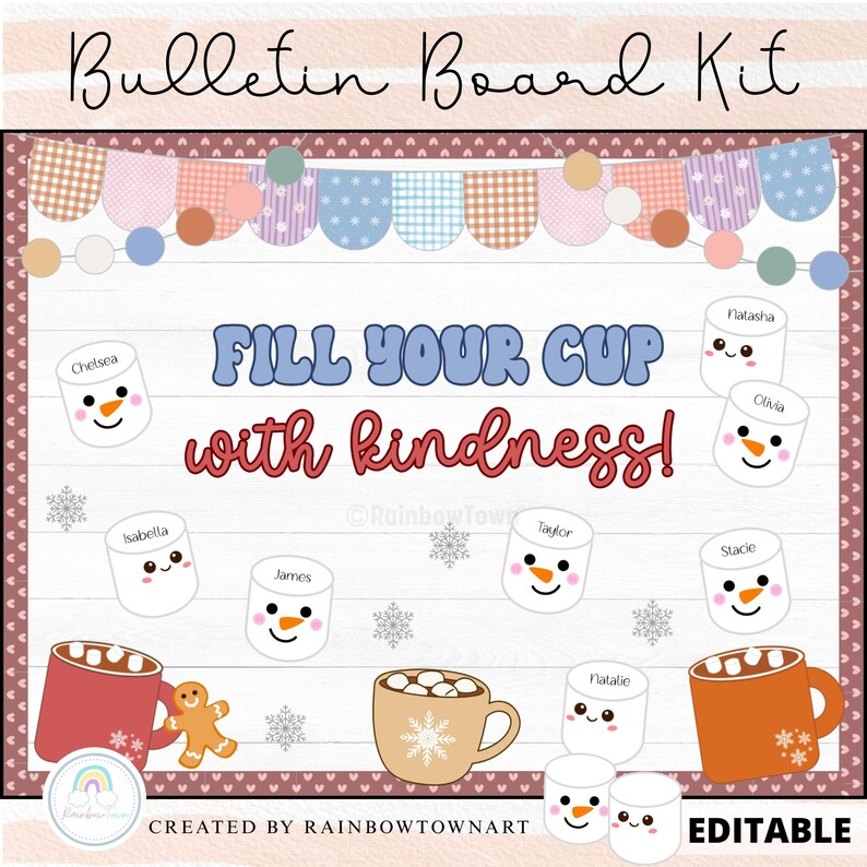 Winter Bulletin Board Kit Hot Cocoa Classroom Decorations Printable ...