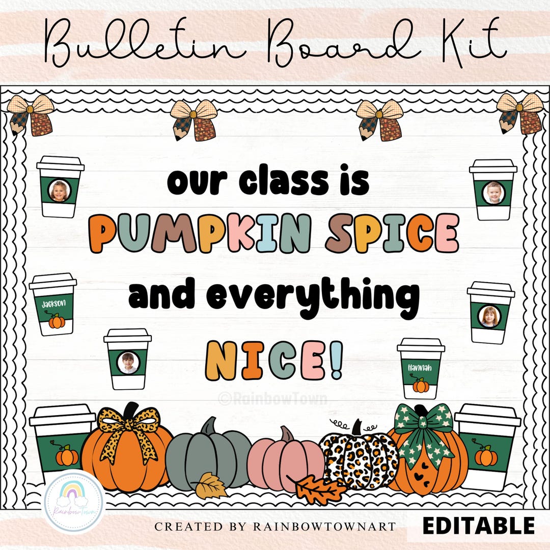 Fall Bulletin Board Kit Autumn Pumpkin Spice Classroom Decor Printable ...