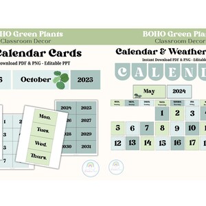 Boho Green Plant Classroom Decor Bundle Neutral Calm Classroom Theme ...