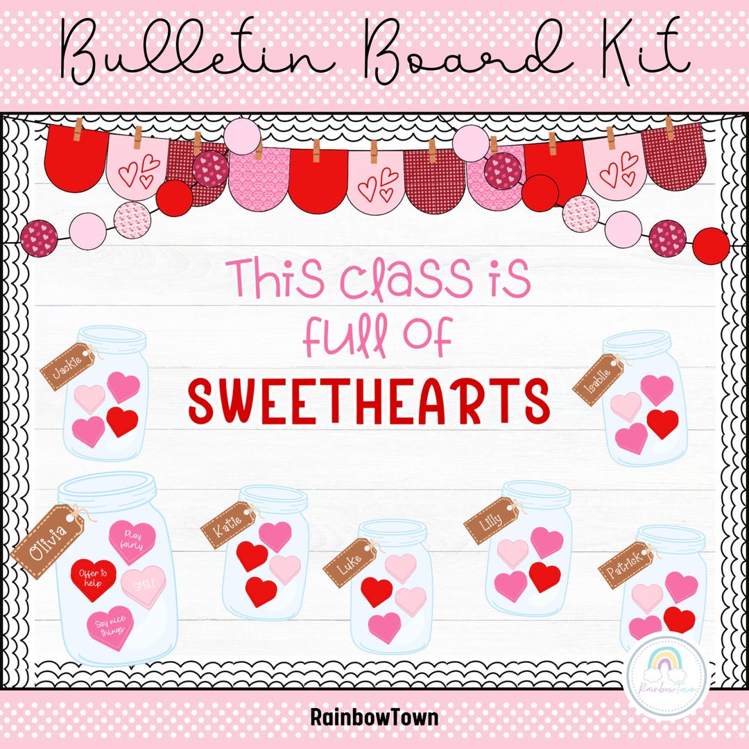 Valentine’s Day Bulletin Board Kindness Jar Door Decor Kit February ...