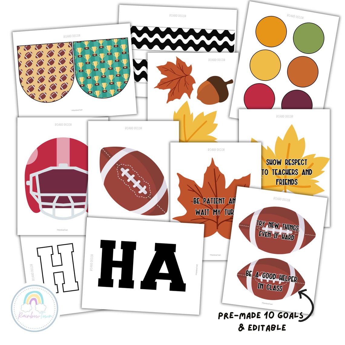 Fall Bulletin Board Kit Sports Football Autumn Classroom Decor ...