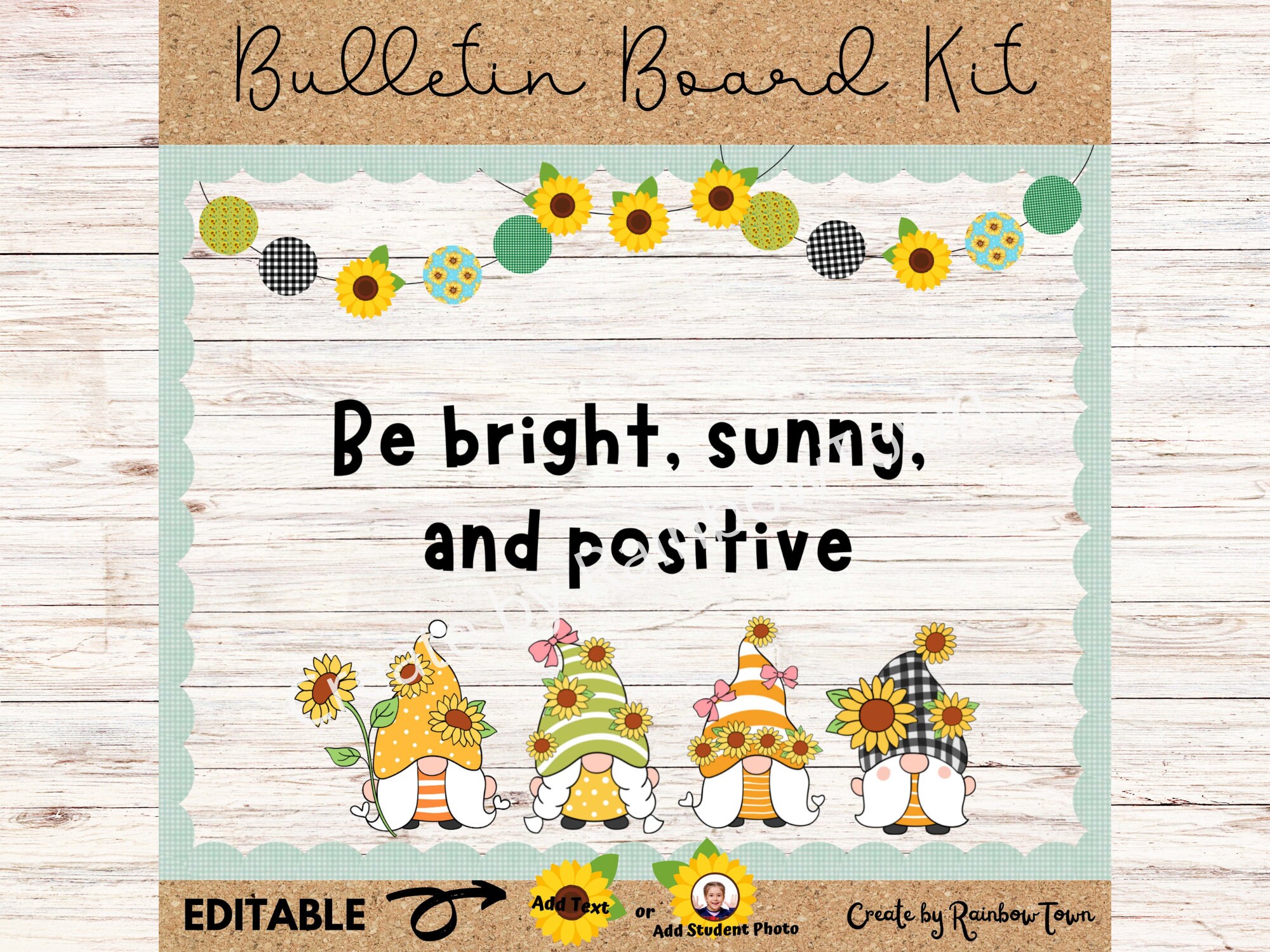 Spring Bulletin Board Kit Gnome Sunflower Classroom Door Decor ...