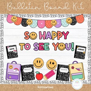 Groovy Back to School Bulletin Board Composition Notebook Decor Student ...