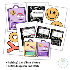 Groovy Back to School Bulletin Board Composition Notebook Decor Student ...